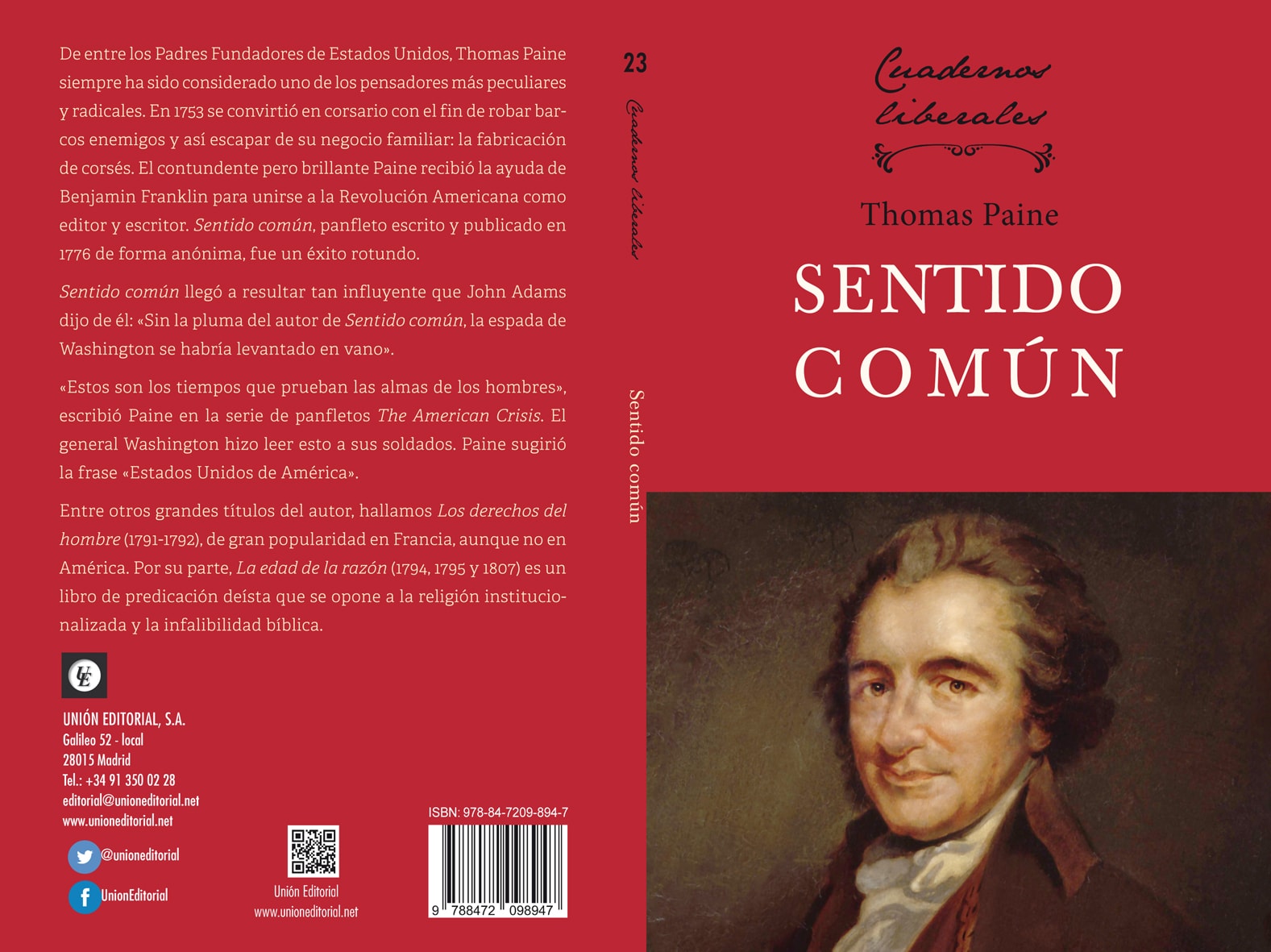 23. SENTIDO COMÚN - Thomas Paine. Unión Editorial